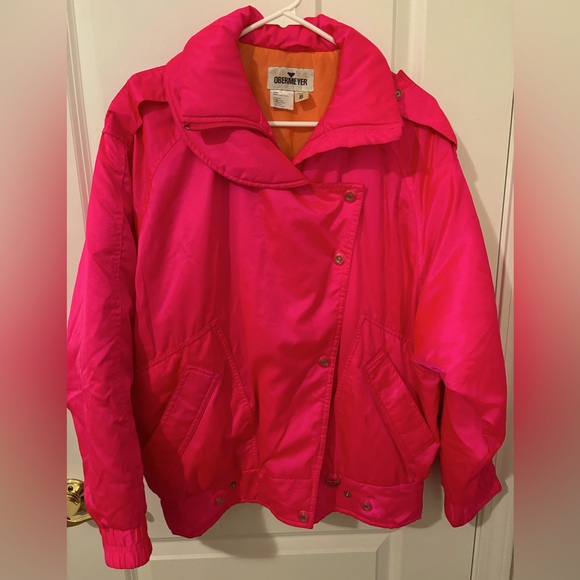 Obermeyer | Jackets & Coats | Vintage 8s Neon Pink Orange Obermeyer Ski ...